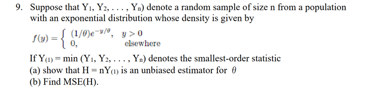 Suppose that Y1,Y2,…,Yn ) denote a random sample of | Chegg.com