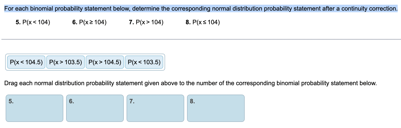 Solved For each binomial probability statement below, | Chegg.com
