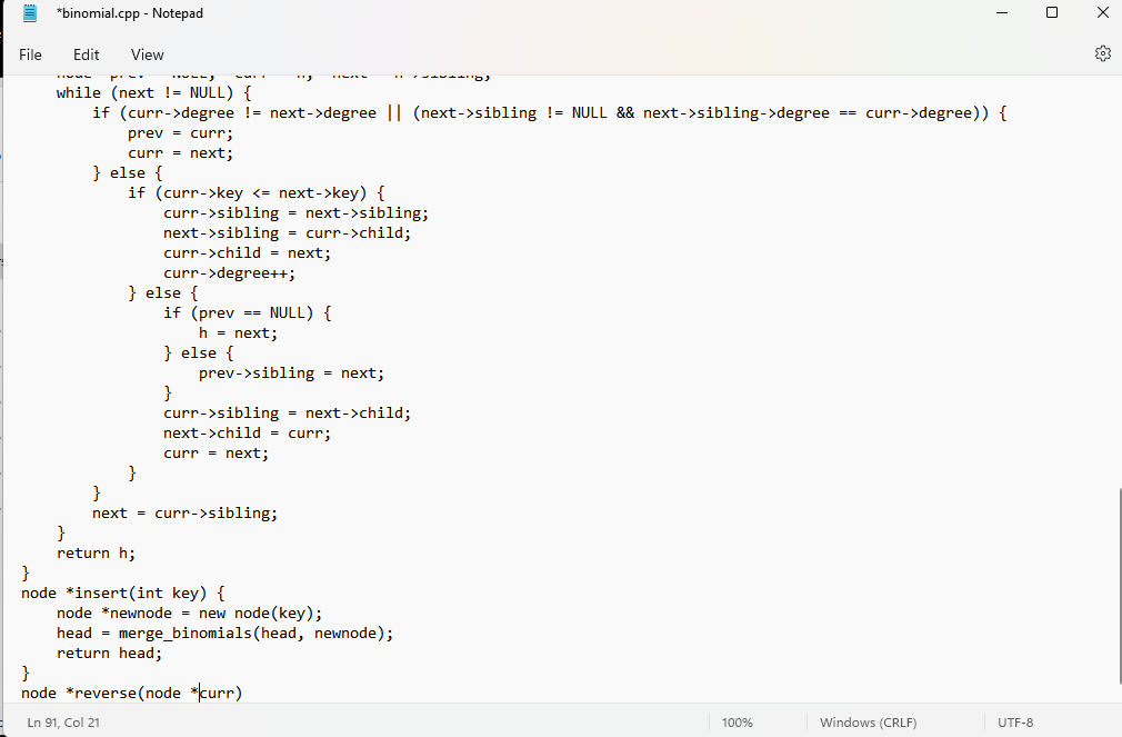 Solved View*binomial.cpp - Notepad File Edit View \} else \{ | Chegg.com