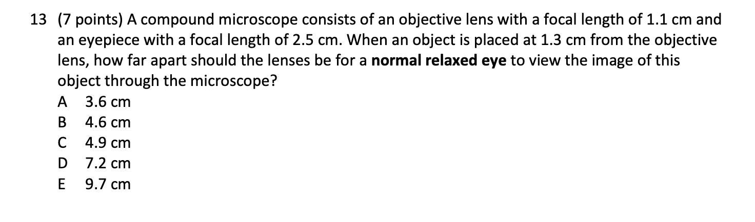 Solved 13 (7 points) A compound microscope consists of an | Chegg.com