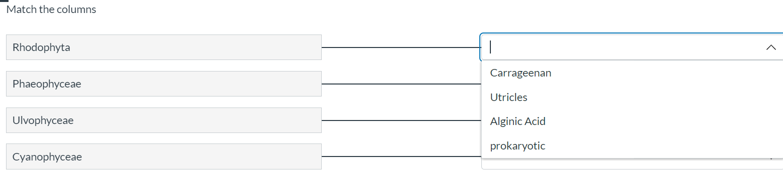 Solved Match the columns Rhodophyta | Carrageenan | Chegg.com