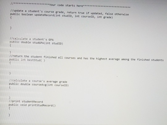 Solved public class StudentRecord private int maxNumStudent; | Chegg.com