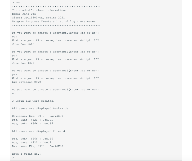Solved Write A Program Called Usernamelistbf That Creates A