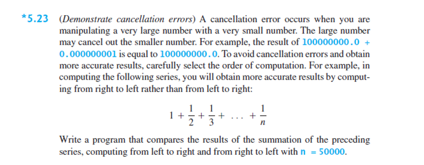 Solved *5.23 (Demonstrate cancellation errors) A | Chegg.com