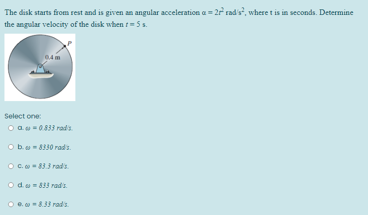 Solved The disk starts from rest and is given an angular | Chegg.com