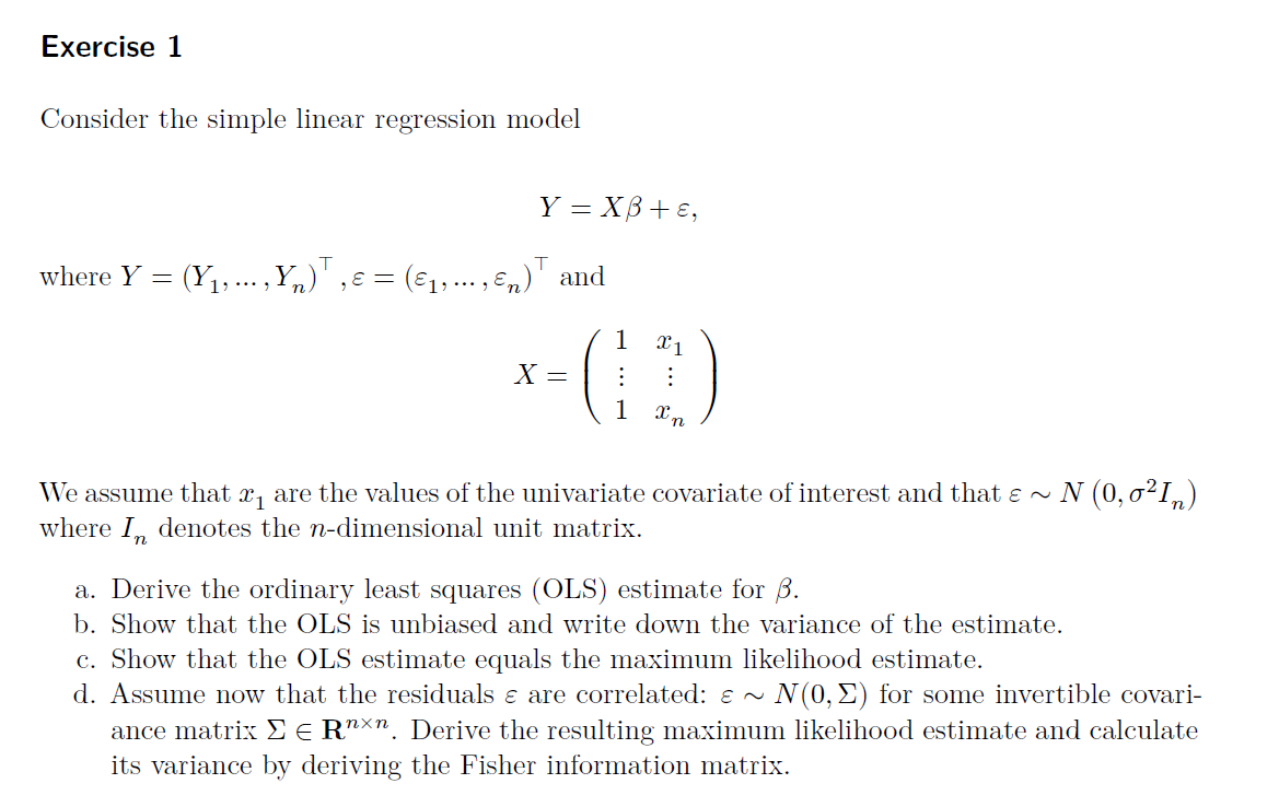 Solved Consider the simple linear regression | Chegg.com