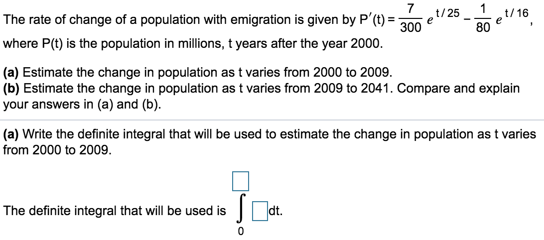 Solved The rate of change of a population with emigration is | Chegg.com