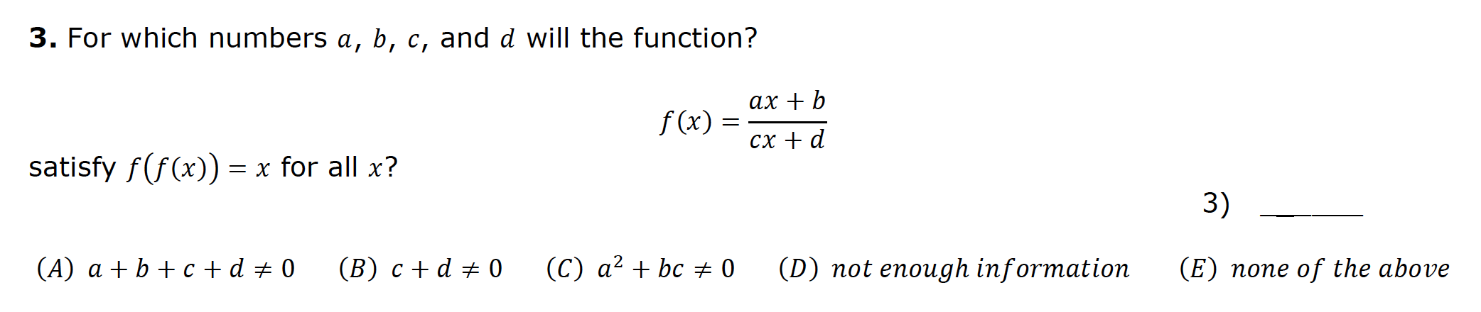 Solved 3. For which numbers a,b,c, and d will the function? | Chegg.com