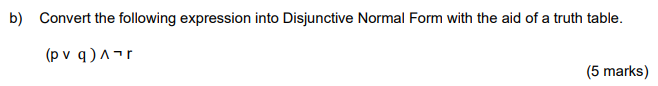 Solved b) Convert the following expression into Disjunctive | Chegg.com