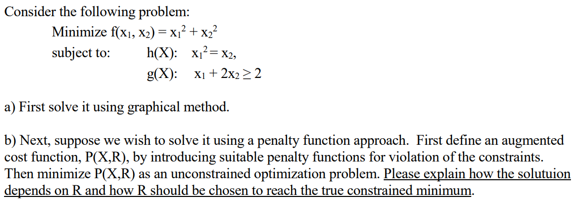Solved Consider the following problem: Minimize f(x1, x2) = | Chegg.com