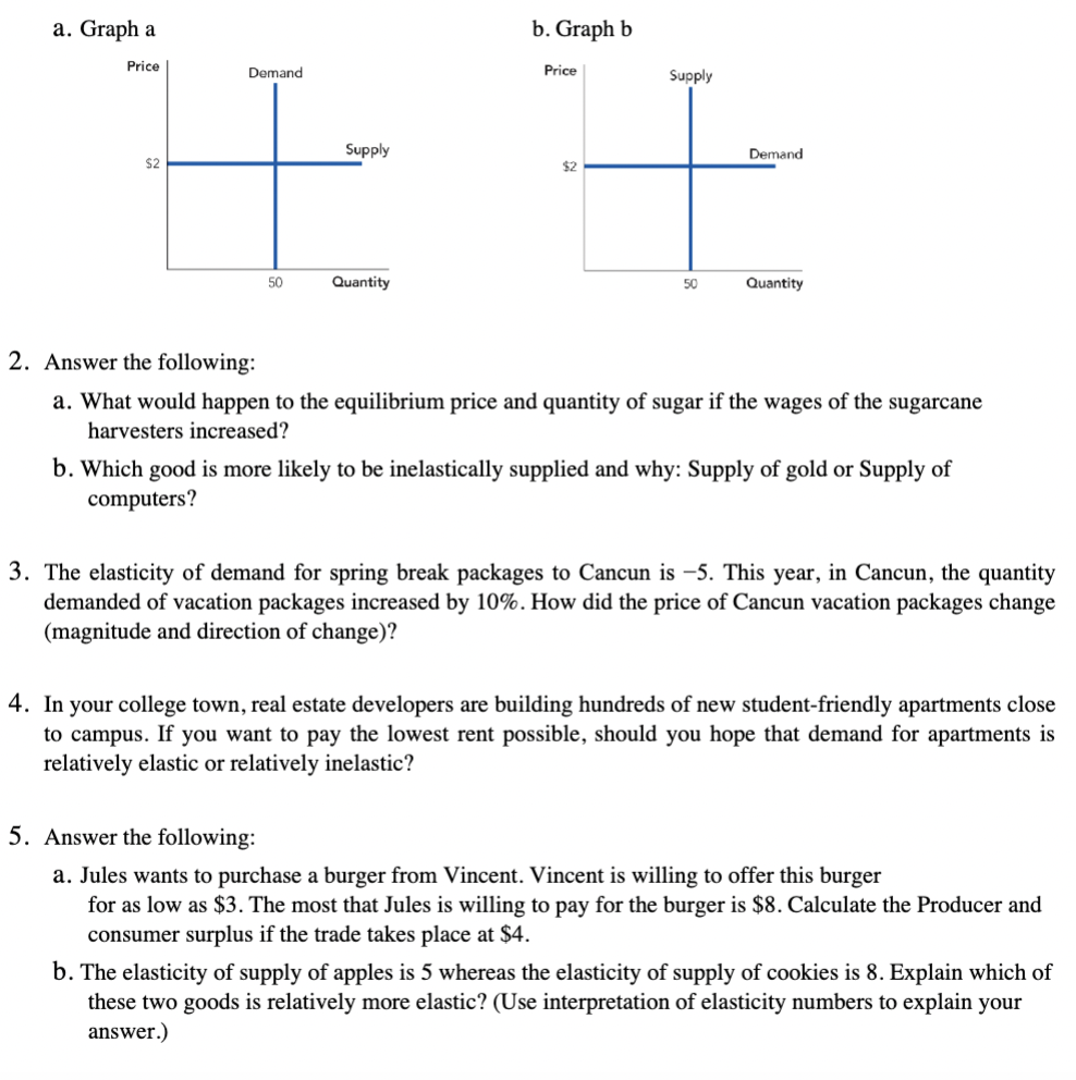 Solved a. Graph a b. Graph b 2. Answer the following: a. | Chegg.com