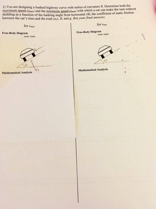 Solved 2) You are designing a banked highway curve with | Chegg.com