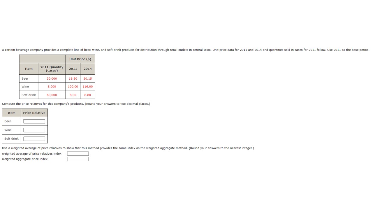 Solved A certain beverage company provides a complete line | Chegg.com