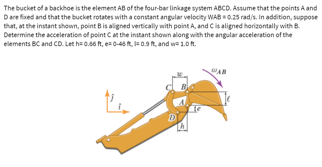 Solved The bucket of a backhoe is the element AB of the | Chegg.com