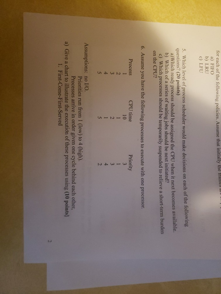 Solved for each of the following policies. Assume that | Chegg.com