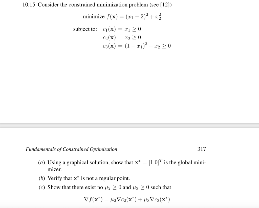 1015 Consider The Constrained Minimization Problem
