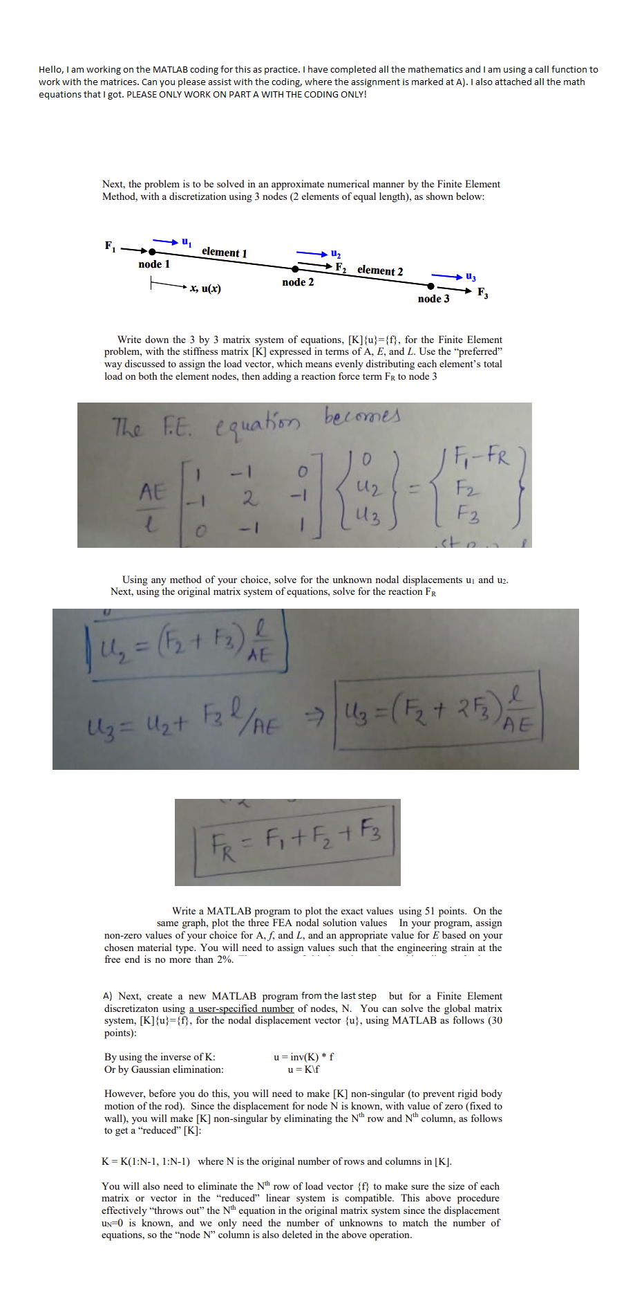 Solved Hello, I am working on the MATLAB coding for this as | Chegg.com