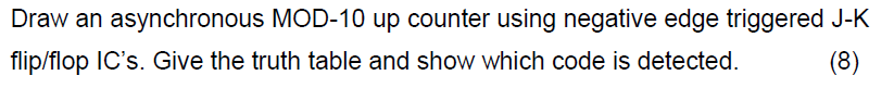 Draw an asynchronous MOD-10 ﻿up counter using | Chegg.com