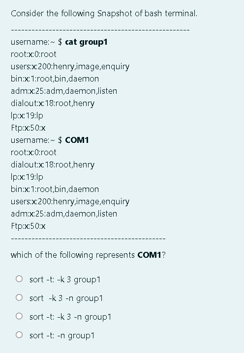 Solved Consider The Following Snapshot Of Bash Terminal 