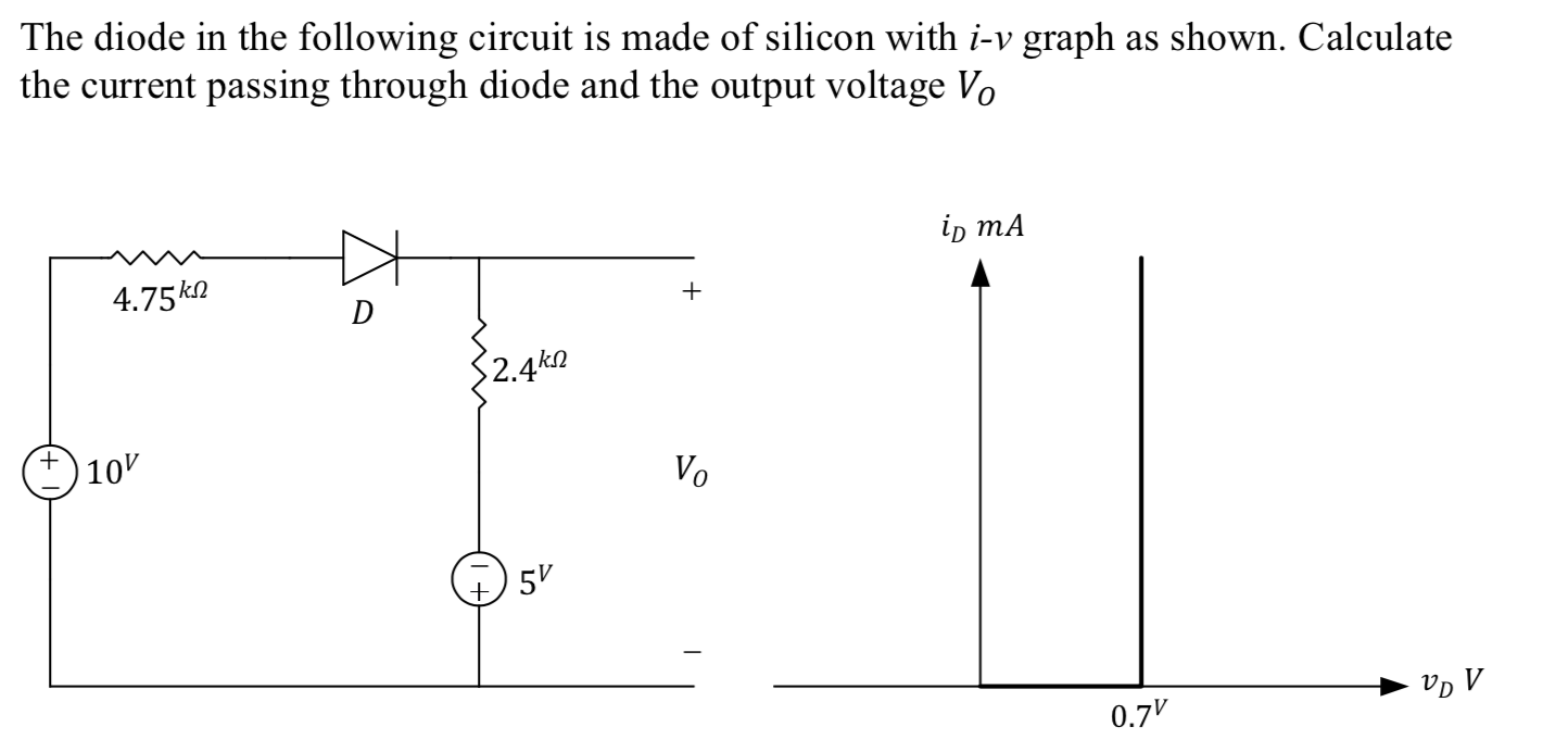 Solved The diode in the following circuit is made of silicon | Chegg.com