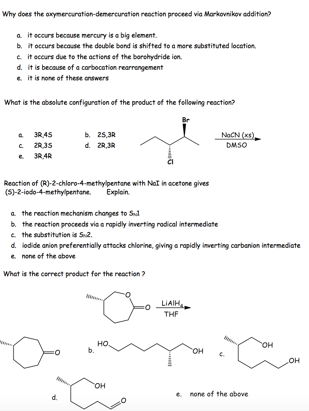Solved Why Does The Oxymercuration Demercuration Reaction