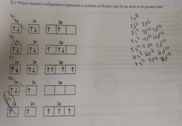 Solved 13) Which electron configuration represents a | Chegg.com
