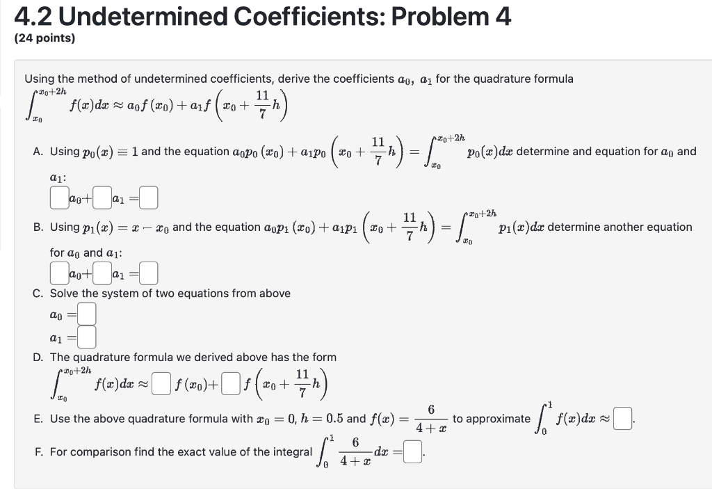 4.2 Undetermined Coefficients: Problem 4 (24 points) | Chegg.com