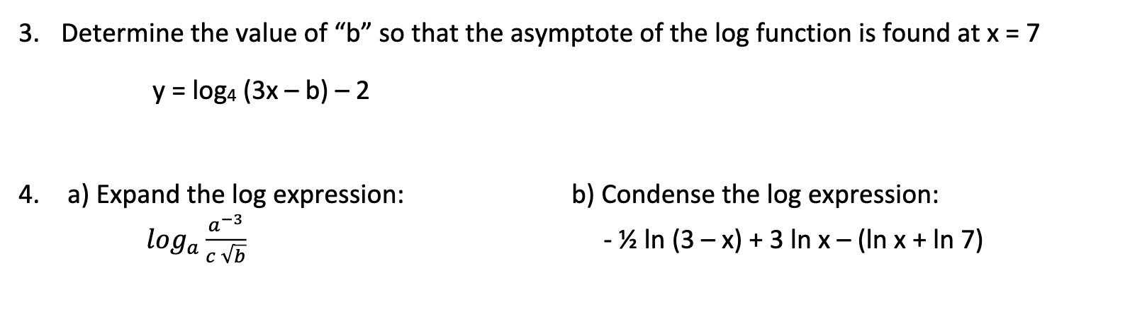 Solved 3. Determine the value of “b” so that the asymptote | Chegg.com