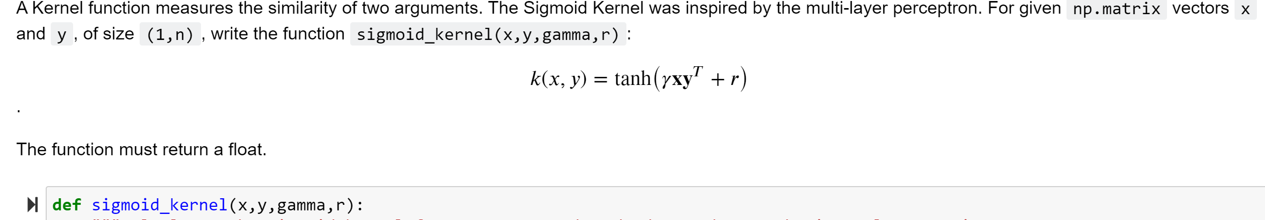 Solved Don't use the np.array, use np.matrix I want help in | Chegg.com