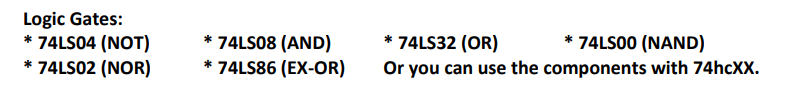 Solved Logic Gates: ∗74LSO4 (NOT) ∗74LSO8 (AND) ∗74LS32 (OR) | Chegg.com