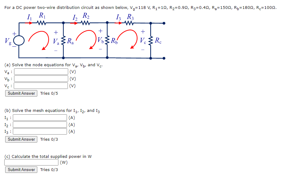 Solved For a DC power two-wire distribution circuit as shown | Chegg.com