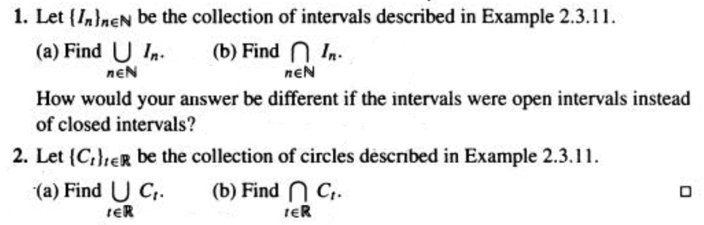 Solved 2.3.11 EXAMPLE (Indexing sets) ( 1. Suppose that we | Chegg.com
