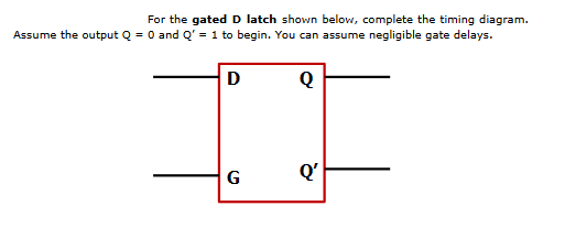 Solved For the gated D latch shown below, complete the | Chegg.com