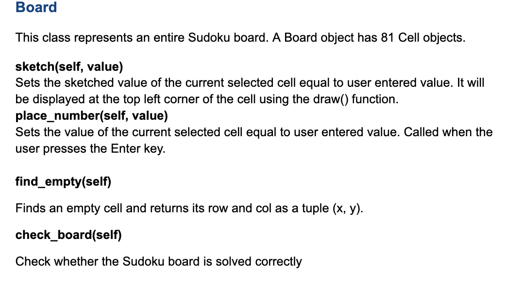 Solved This class represents an entire Sudoku board. A Board | Chegg.com