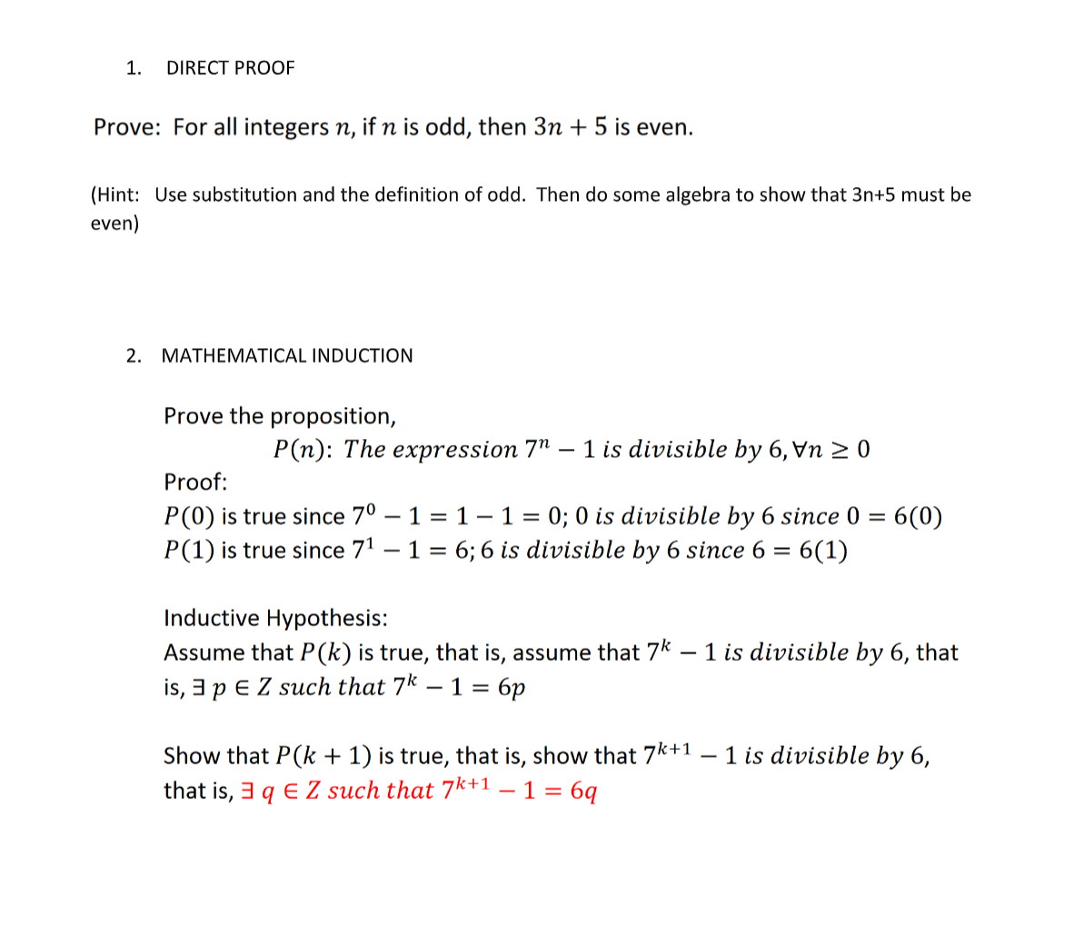 Solved 1. DIRECT PROOF Prove: For all integers n, if n is | Chegg.com
