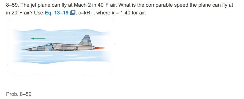 Solved 8-59. The jet plane can fly at Mach 2 in 40∘F air. | Chegg.com