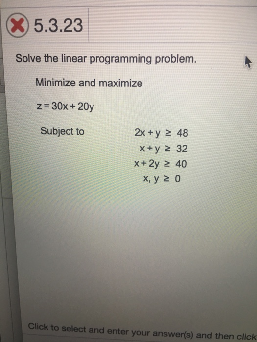 Solved 5.3.23 Solve the linear programming problem. Minimize | Chegg.com