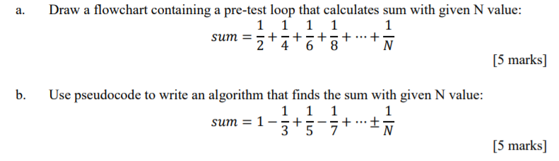 Solved a. 77 Draw a flowchart containing a pre-test loop | Chegg.com