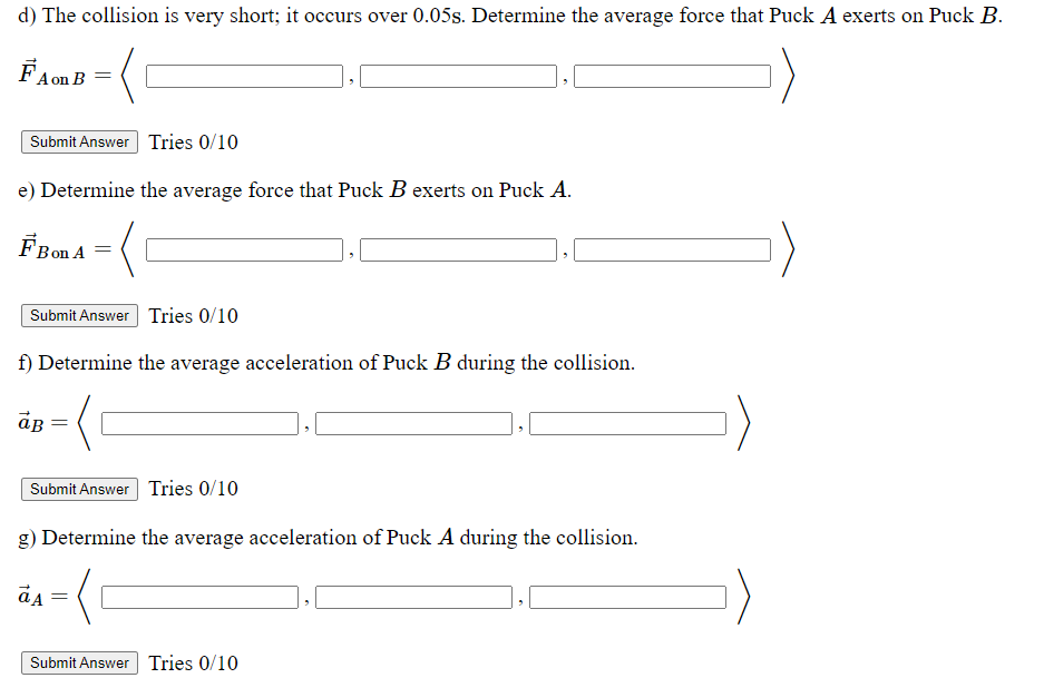 Solved 3 m/s in the negative x-direction. Puck A slides away | Chegg.com