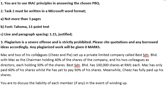 Solved 1. You are to use IRAC principles in answering the | Chegg.com
