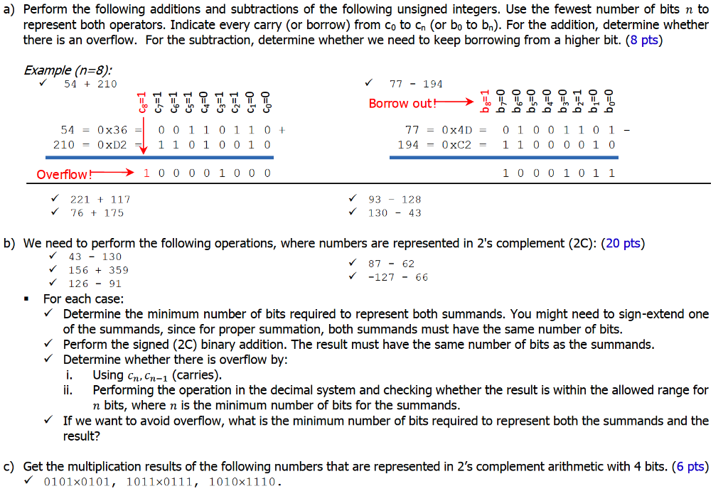 Solved a) Perform the following additions and subtractions | Chegg.com