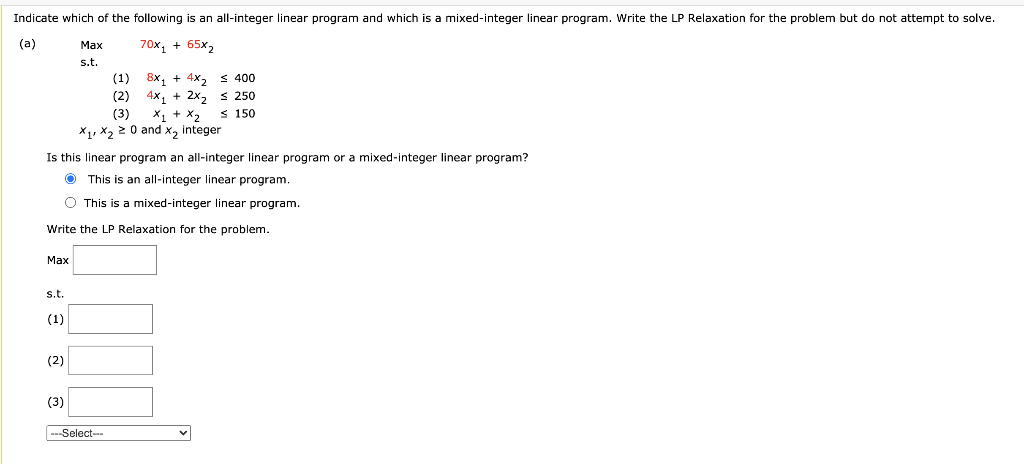 Solved Indicate which of the following is an all-integer | Chegg.com