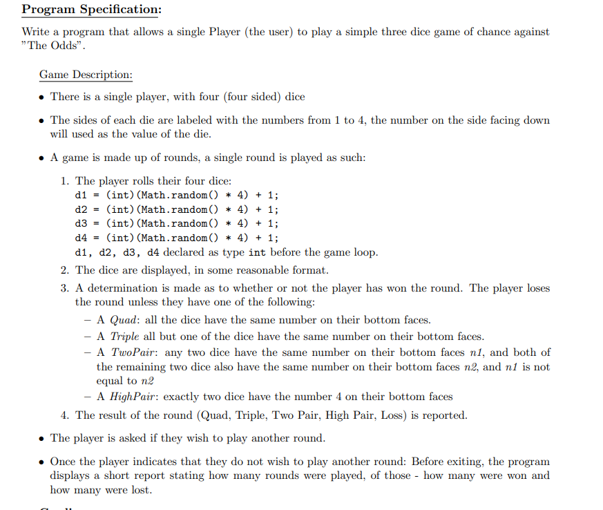 Solved Program Specification: Write a program that allows a | Chegg.com