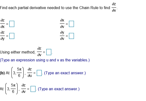Solved Consider the functions z 9 e Iny, x -In (u cos v), | Chegg.com