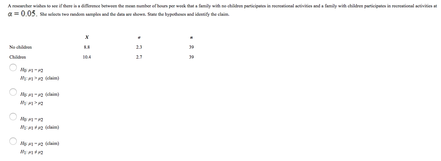 Solved A researcher wishes to see if there is a difference | Chegg.com