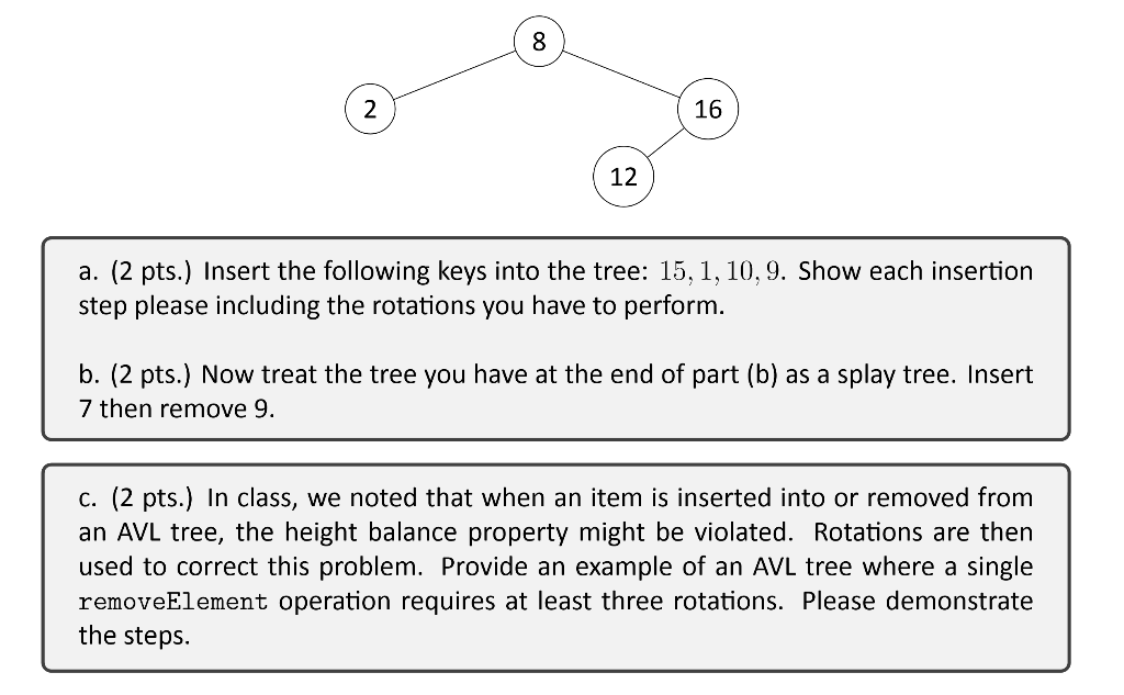 a. (2 pts.) Insert the following keys into the tree: | Chegg.com