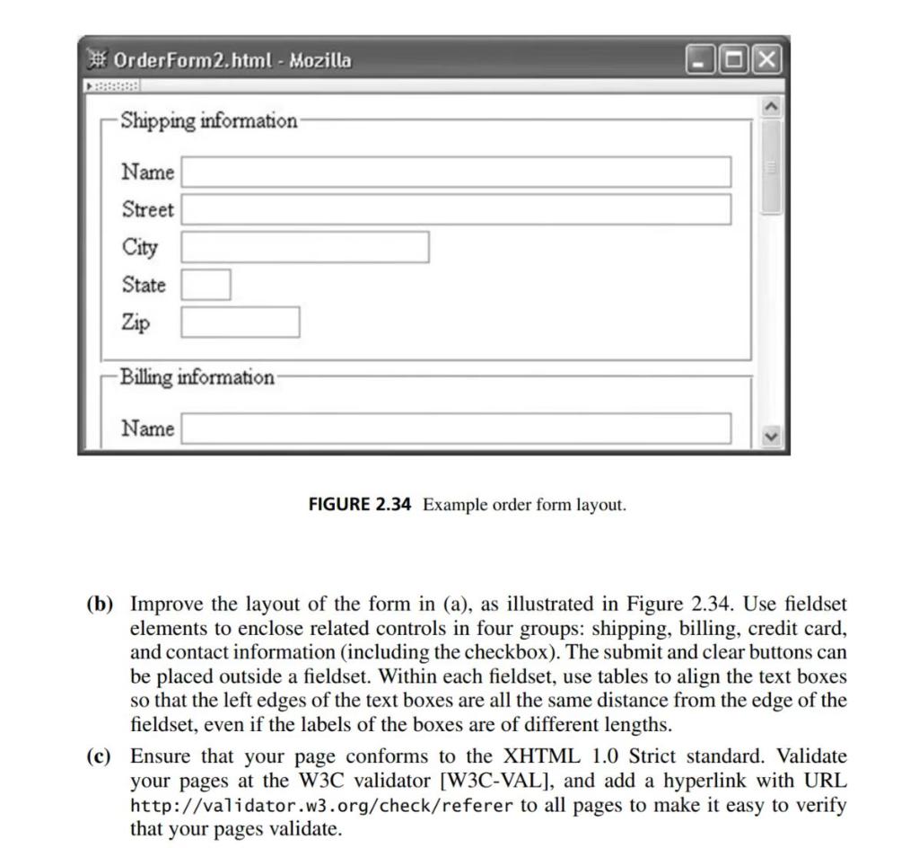 Solved 2.31. Order information form. Implement a subset of | Chegg.com