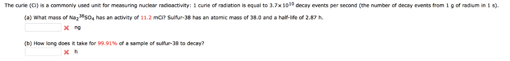 Solved The curie (Ci) is a commonly used unit for measuring | Chegg.com
