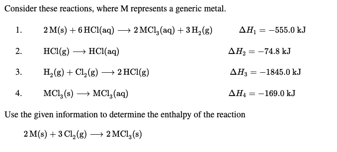 Solved Consider these reactions, where M represents a | Chegg.com