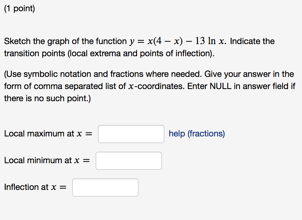 Solved (1 point) Sketch the graph of the function y = x(4 – | Chegg.com